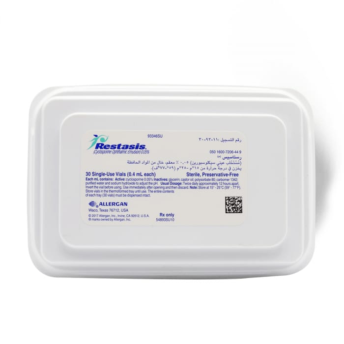 Restasis 0.05%, For Eye, 0.4 Ml - 30 Vials | Whites