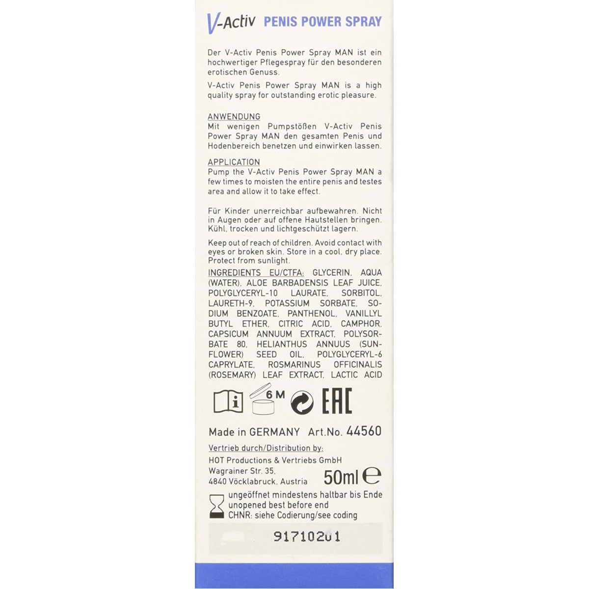 Hot V Activ Men Fast Acting Performance Booster Spray - 50 Ml | Whites