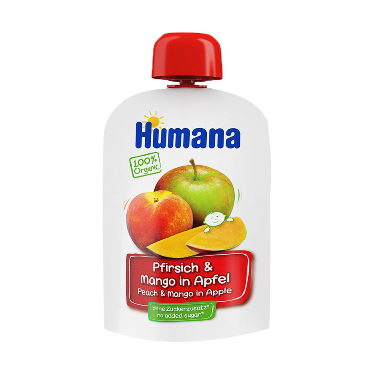 Humana Organic Peach Mango Apple Puree Pouch +8M 90G | Whites