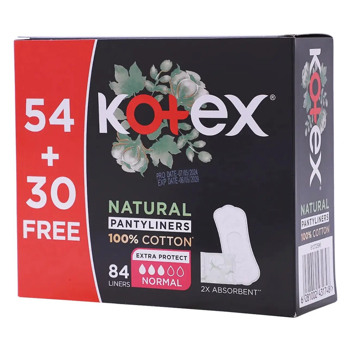 Kotex Liners Normal Natural Promo 54+30 | Whites