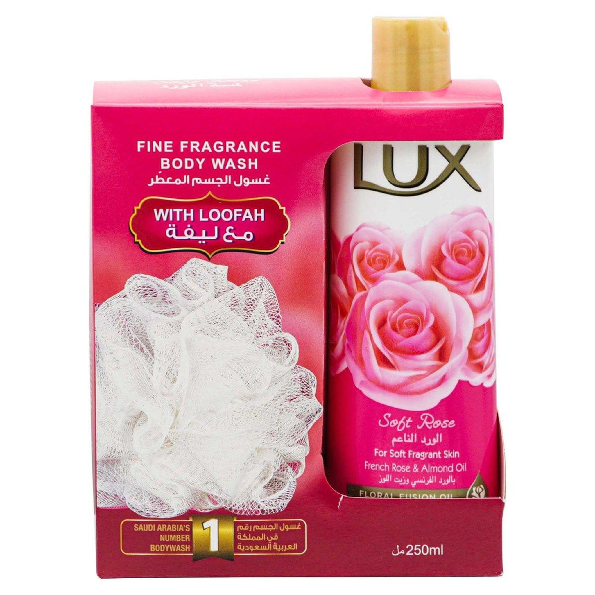 Lux Soft Touch Body Wash With Loofah, 250Ml | Whites