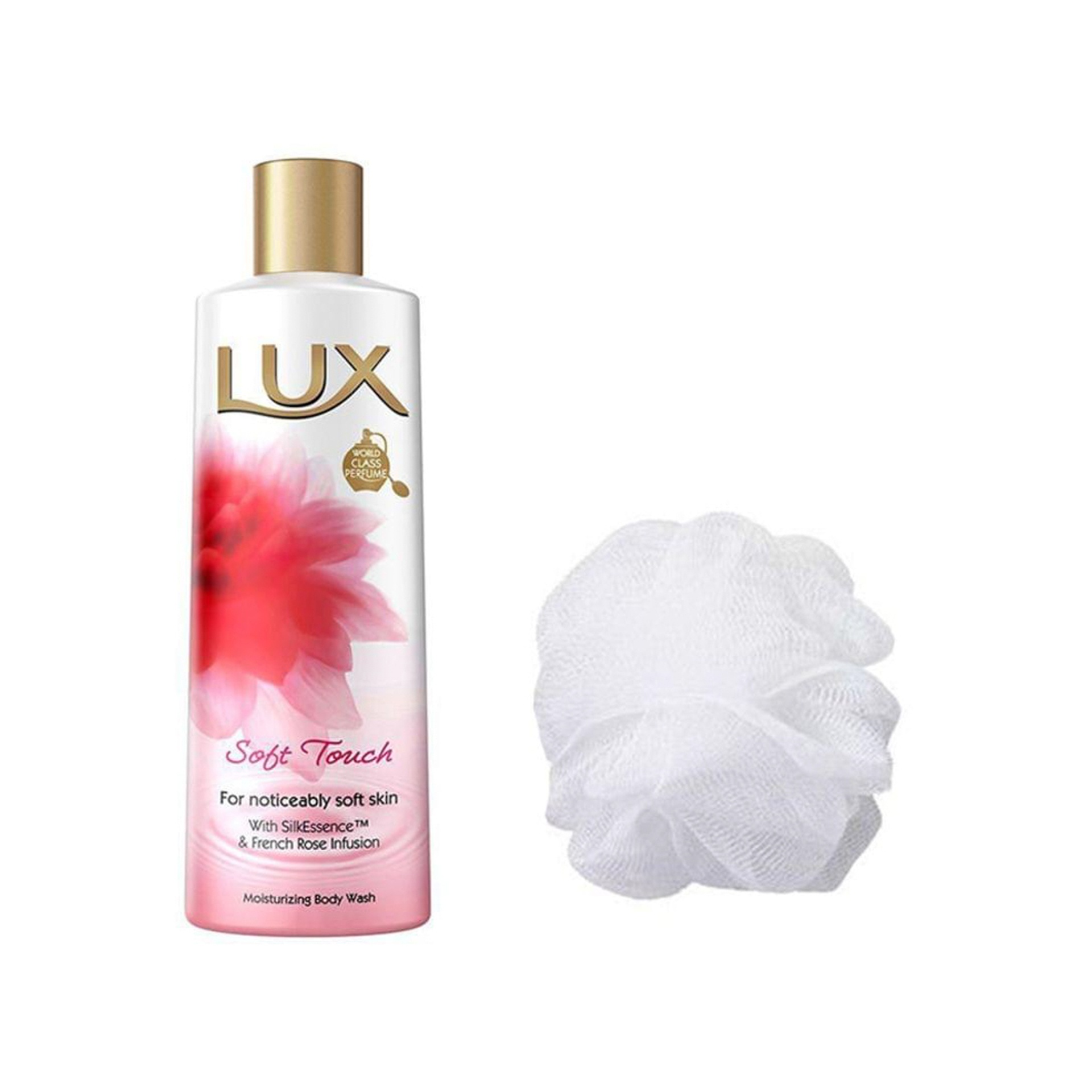 Lux Soft Touch Body Wash With Loofah, 250Ml | Whites