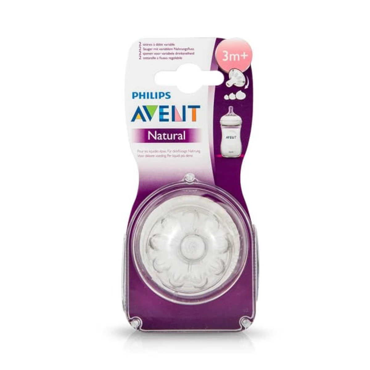 Philips Avent Natural Baby Teat Adjustable Flow +3M X2 | Whites