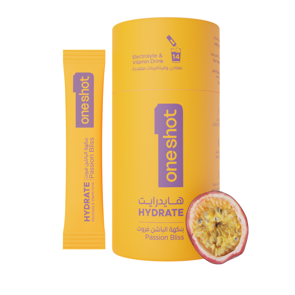 Oneshot Passion Bliss, Powder Drink Mix with Vitamins and Zinc, Passion ...
