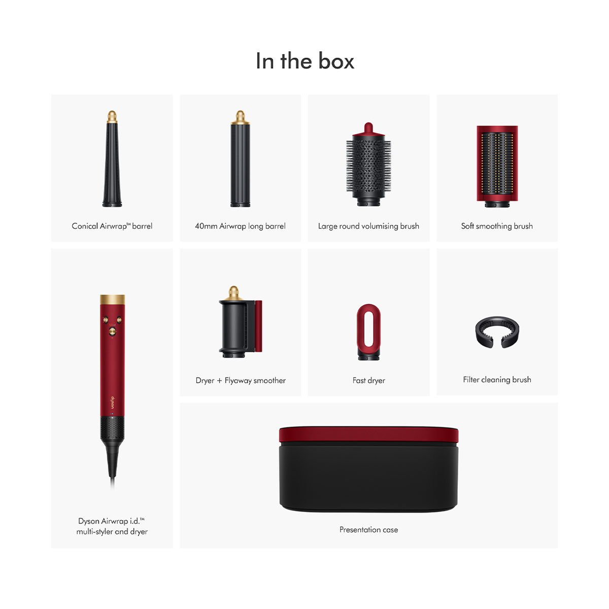 Dyson Airwrap I.D Red Velvet Gold Hair Multi Styler | Whites